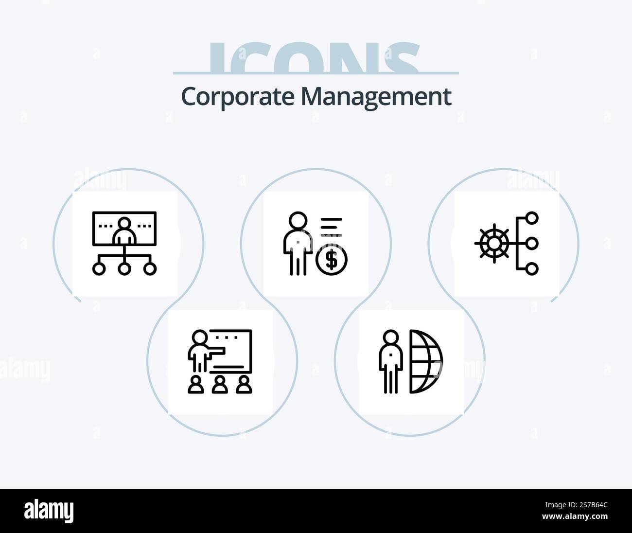 Corporate Management Line Icon Pack 5 Icon Design. location. distance ...