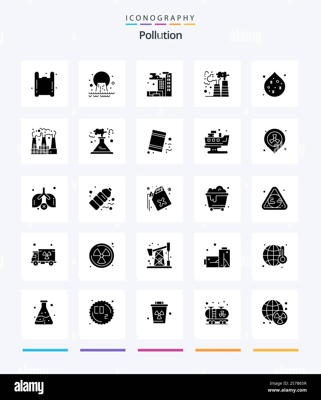 Creative Pollution 25 Glyph Solid Black icon pack Such As waste. waste ...