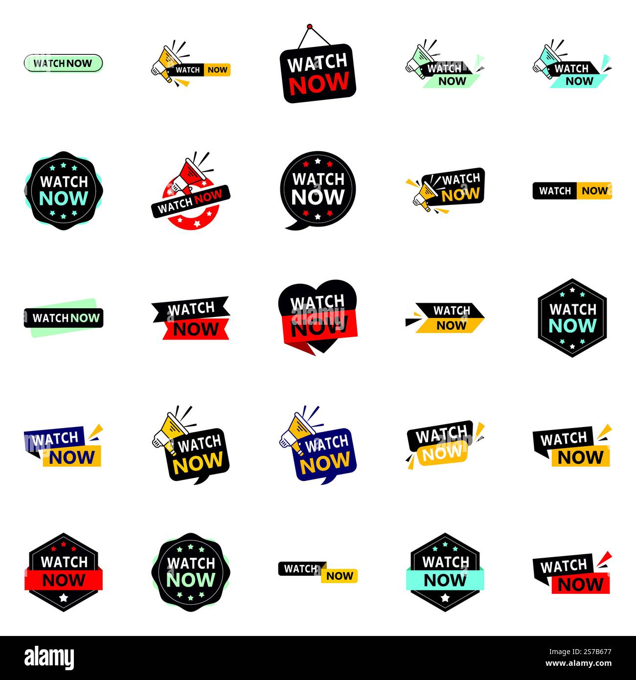 Make a Statement with Our Pack of 25 Watch Now Banners Stock Vector ...