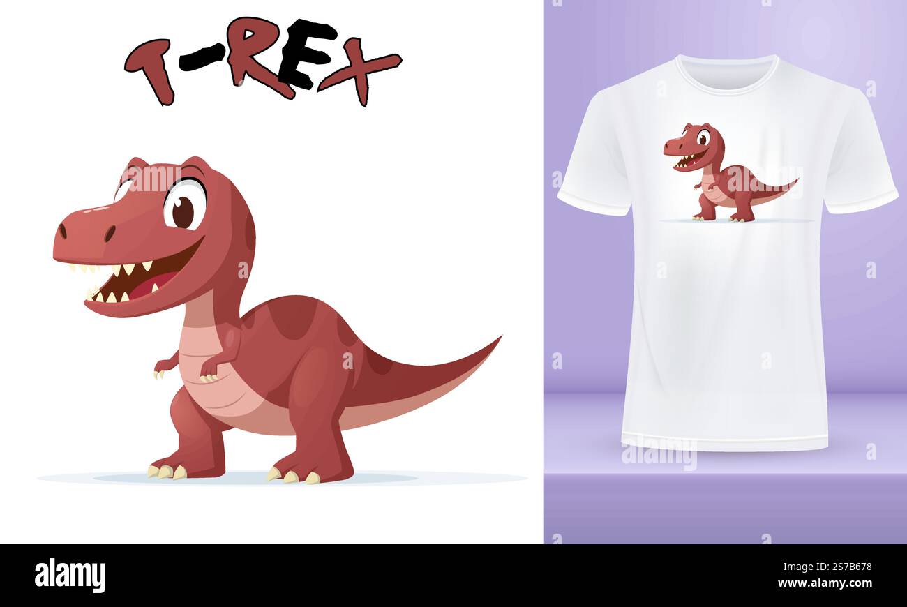 Tyrannosaur Cartoon Dinosaur Character, Cute Baby T-rex Vector ...