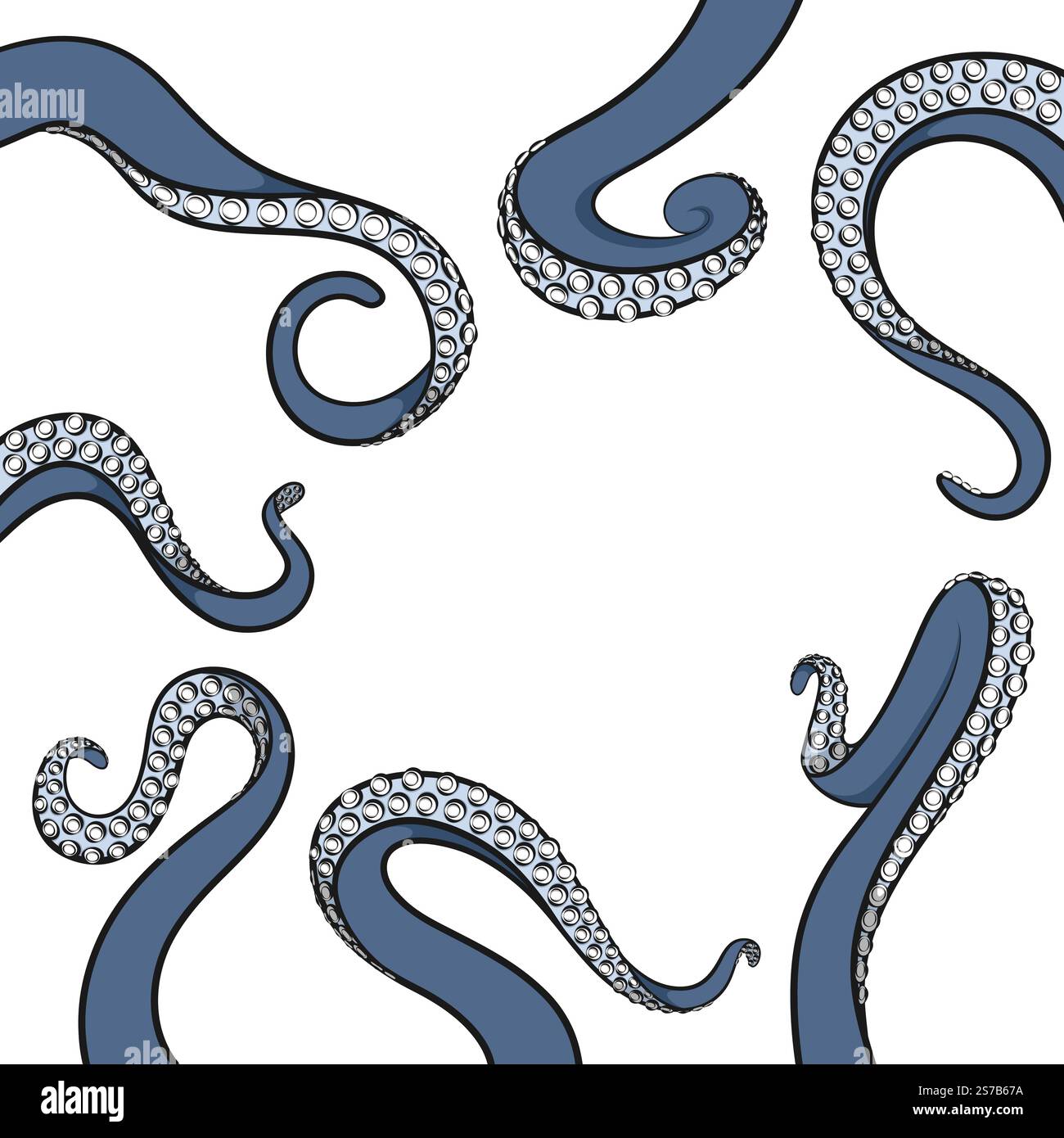 Set of color illustrations with octopus tentacles. Isolated vector ...