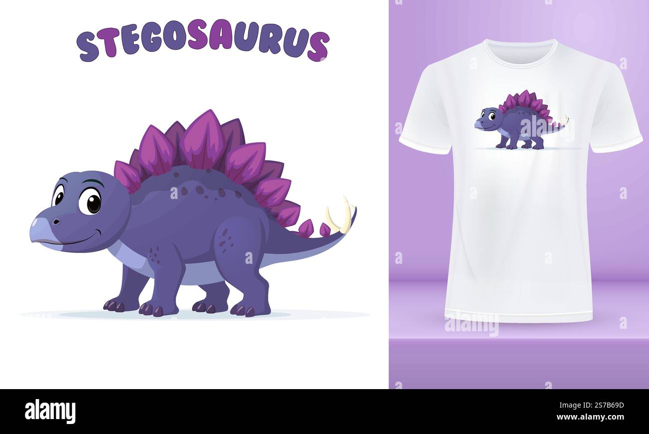 Stegosaurus Cute Cartoon Dino Character Illustration Stock Vector Image ...