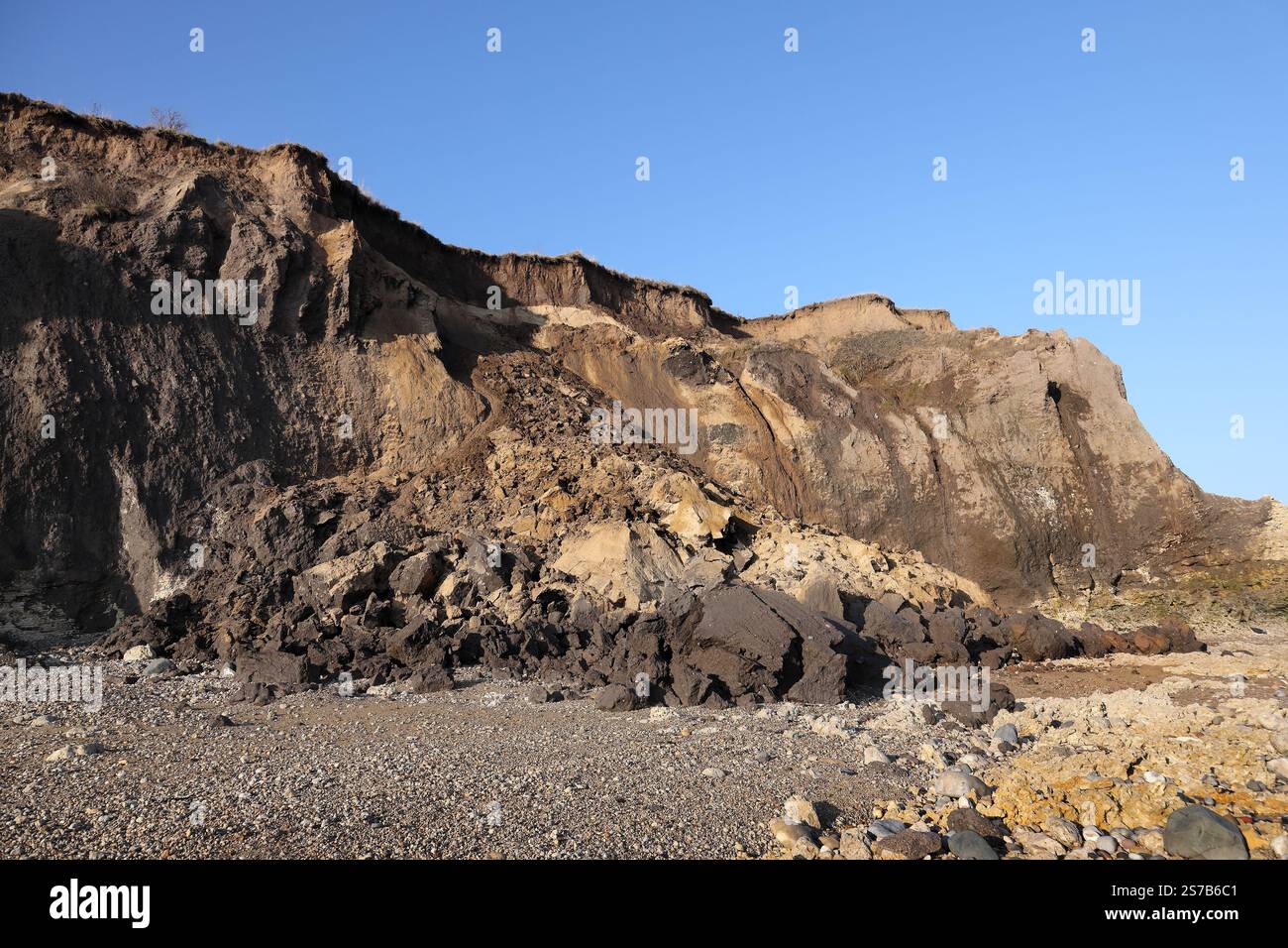 Coastal landslip Seaham Hall beach, County Durham, UK Stock Photo - Alamy