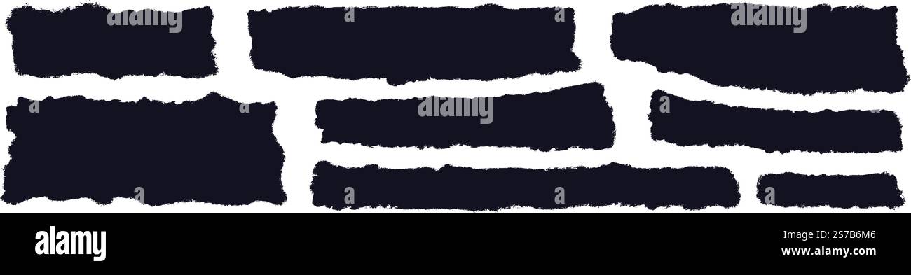 Torn paper pieces set. Shape of black ripped paper silhouette. Vector ...