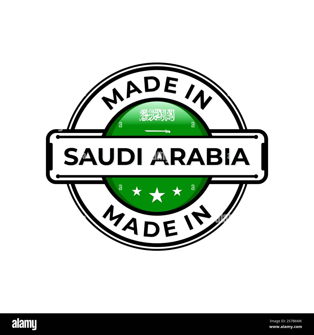 Made in Saudi Arabia label icon emblem isolated on white background ...