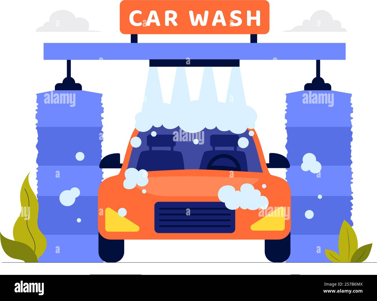 Car Wash Service Vector Illustration featuring Workers Cleaning an ...