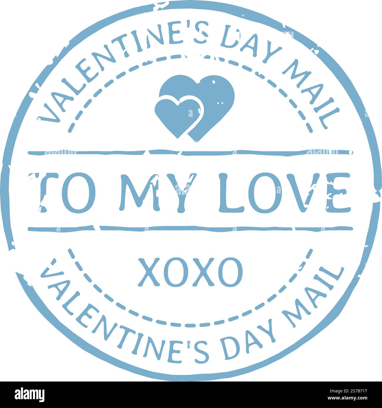 Light blue Valentine s Day mail stamp featuring xoxo hugs and kisses ...