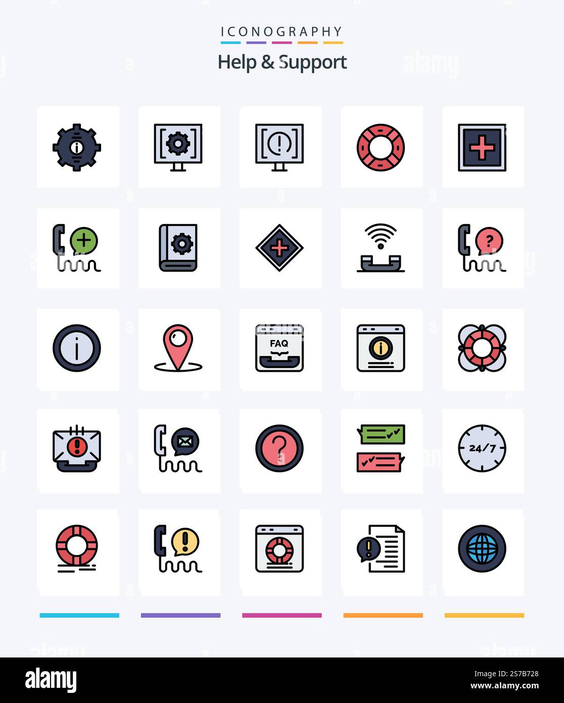 Creative Help And Support 25 Line FIlled icon pack Such As help. add ...