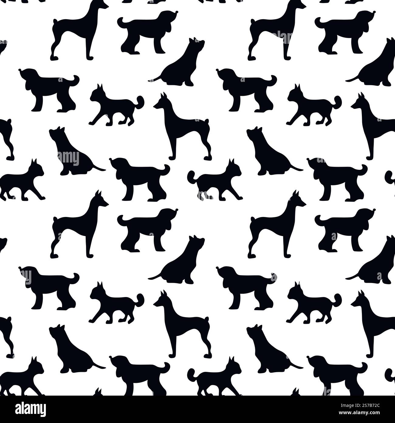 Vector seamless repeating childish pattern with cute dogs, cats in ...