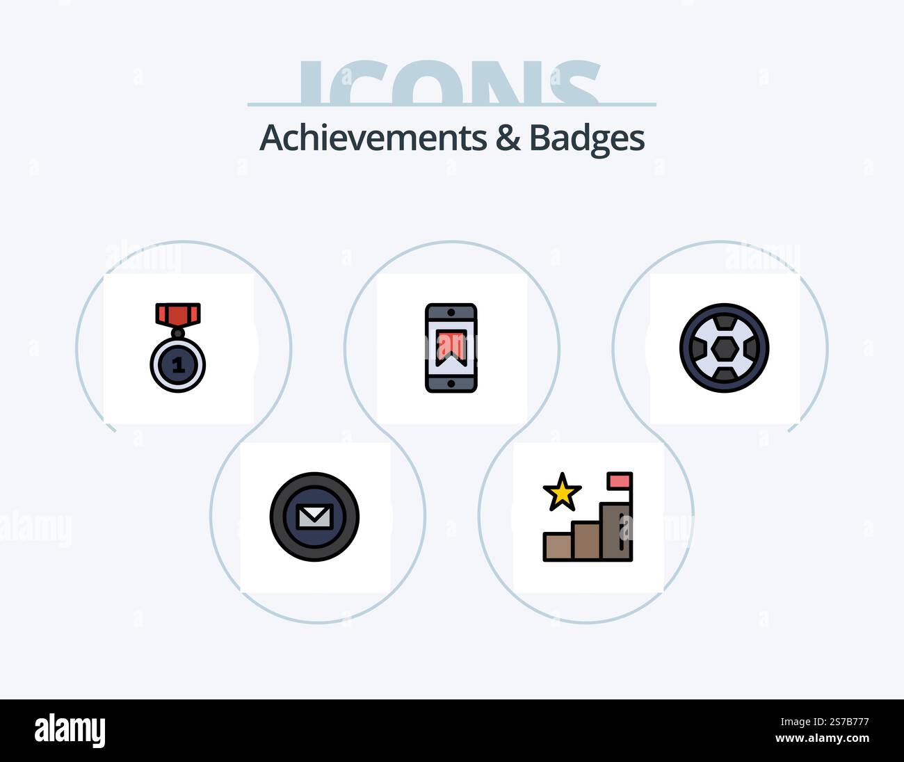 Achievements and Badges Line Filled Icon Pack 5 Icon Design. prize ...
