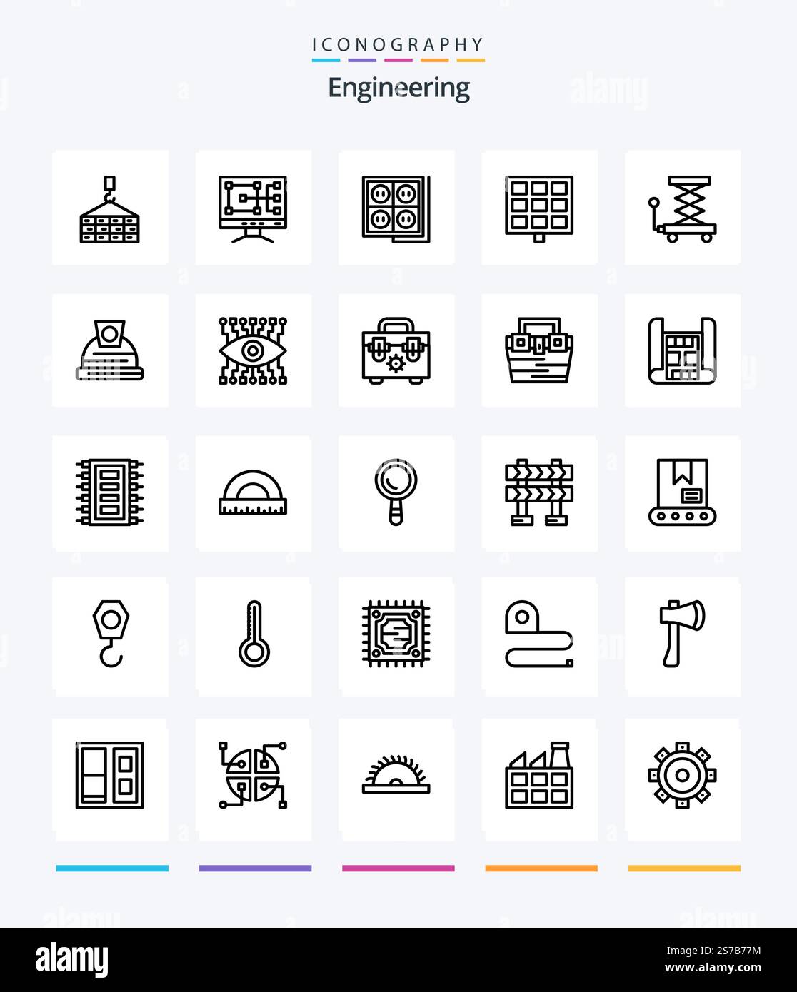 Creative Engineering 25 OutLine icon pack Such As lift. car. construction. construction. panel ...