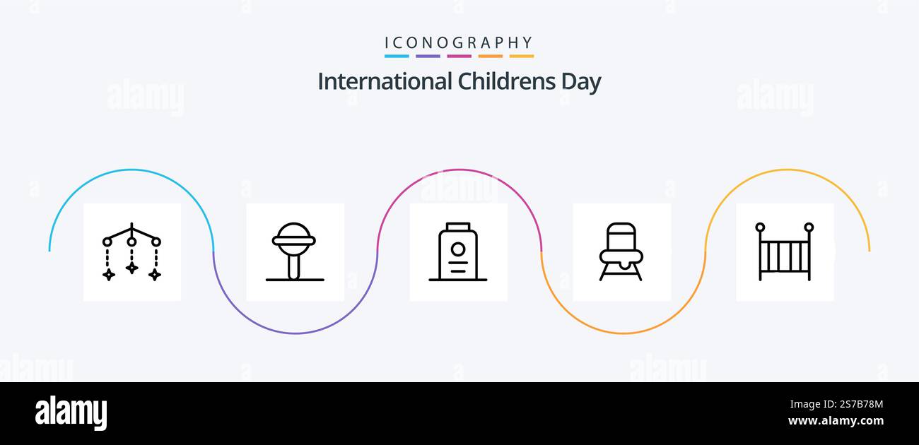 Baby Line 5 Icon Pack Including crib. child. fresh. baby. chair Stock ...