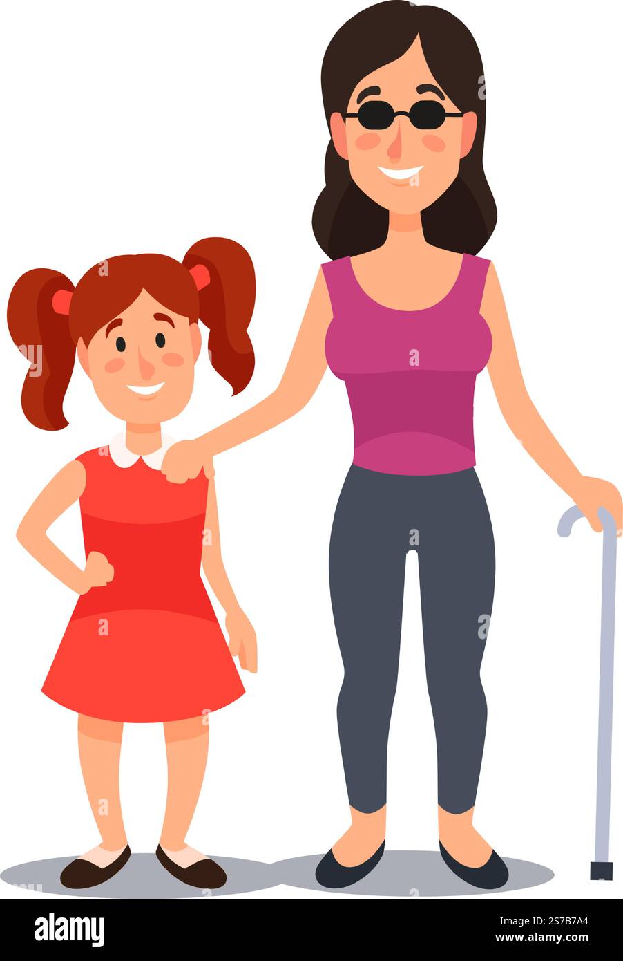 Smiling daughter holding hand on her blind mother s shoulder ...