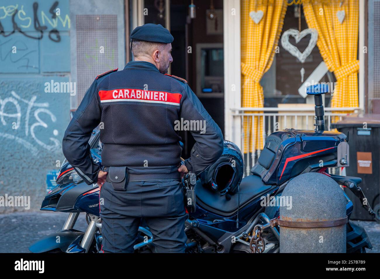 Napoli, Italy, 31.10.2024: Italian police carabinieri officer is ...