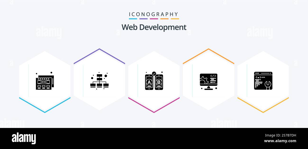 Web Development 25 Glyph icon pack including . . development. setting. development Stock Vector ...