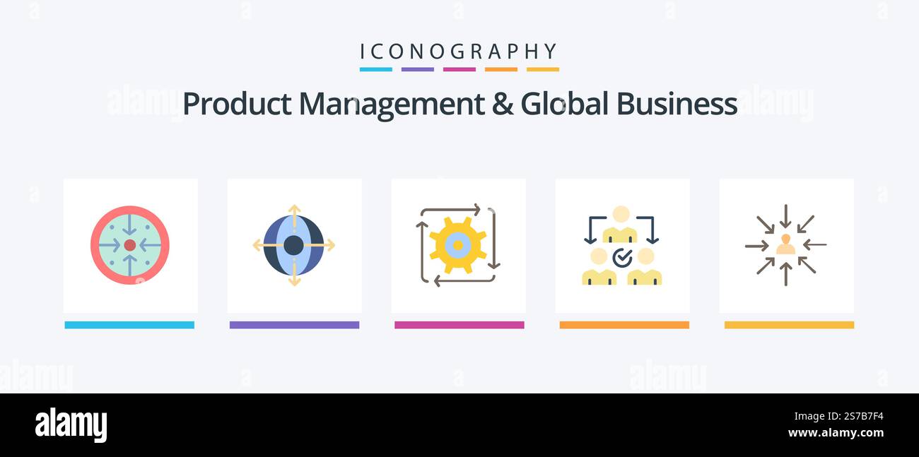 Product Managment And Global Business Flat 5 Icon Pack Including ...