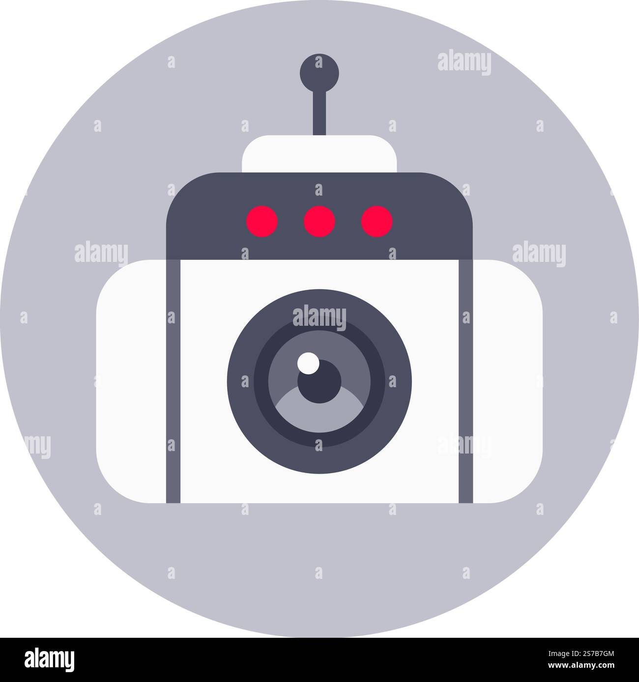 Security camera featuring an antenna and red lights, recording and ...