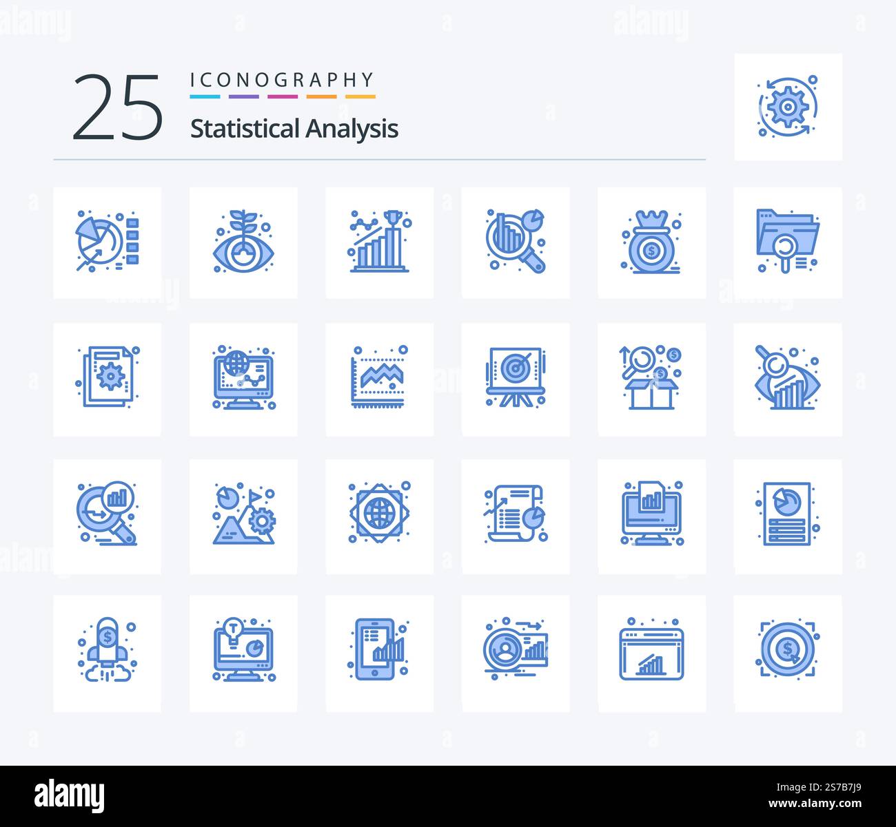 Statistical Analysis 25 Blue Color icon pack including chart ...