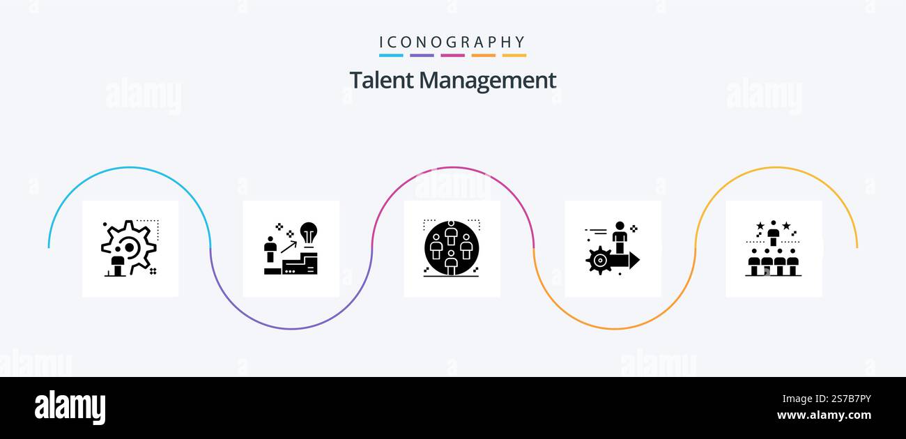 Talent Management Glyph 5 Icon Pack Including arrow. setting. idea ...