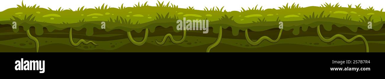 Seamless ground texture featuring lush grass, intricate roots, and rich ...