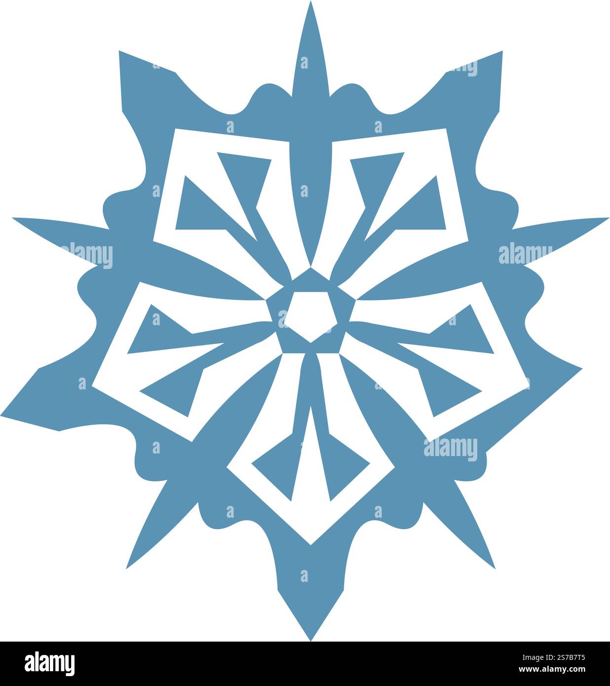 Stylized snowflake with sharp points radiating outwards from a central ...