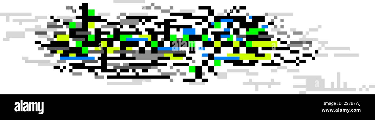 Colorful pixelated glitch art dissolving into a white background ...