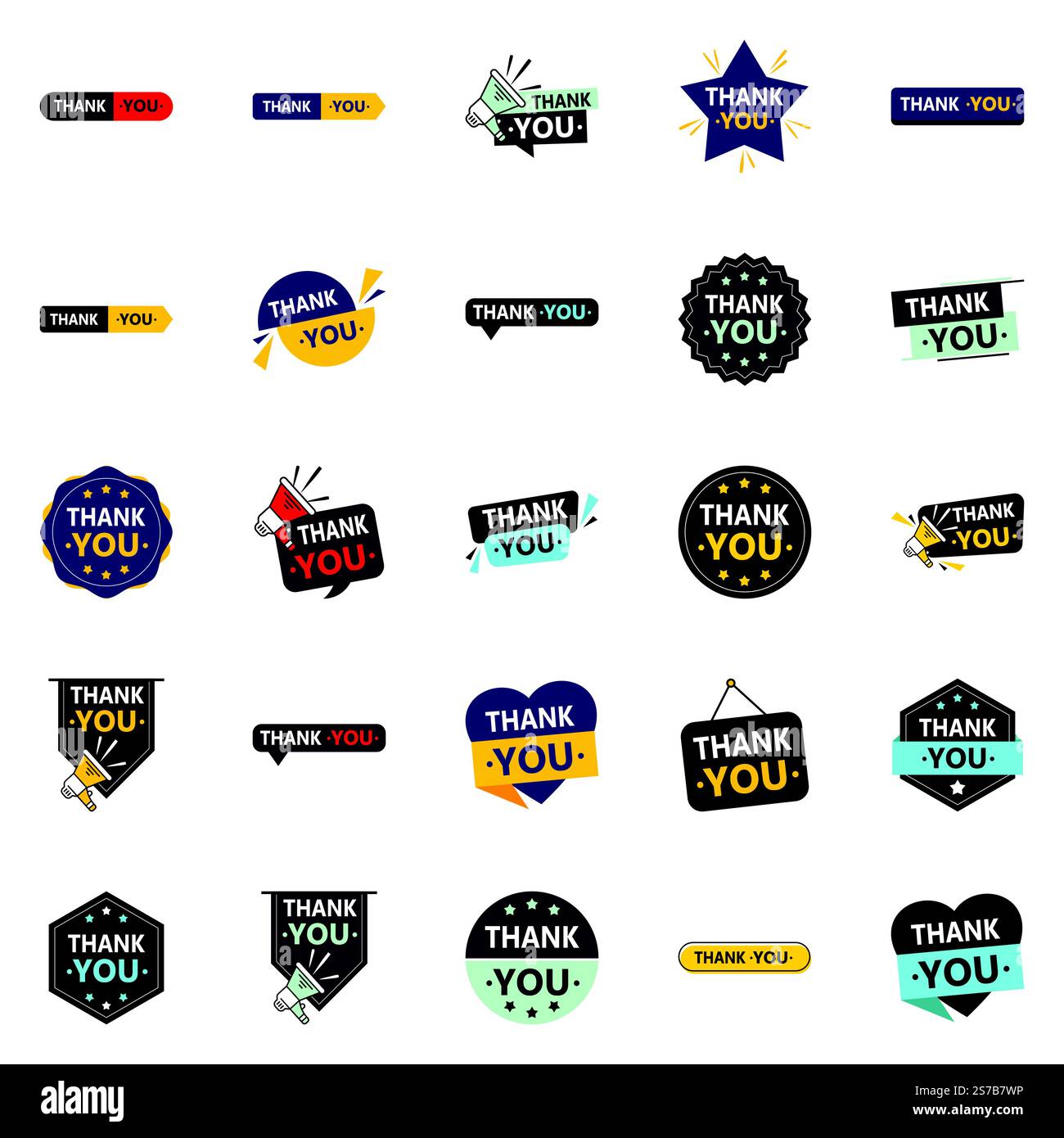 25 Unique Vector Elements for Personalized Thank You Messages Stock ...