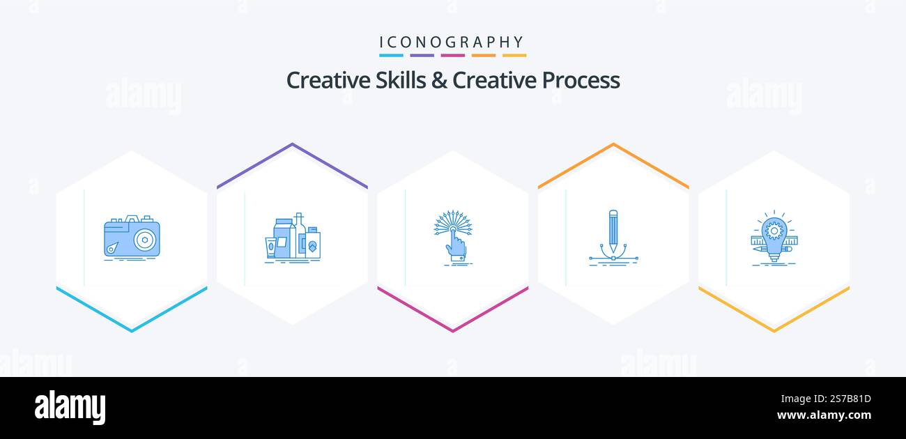 Creative Skills And Creative Process 25 Blue icon pack including pen ...