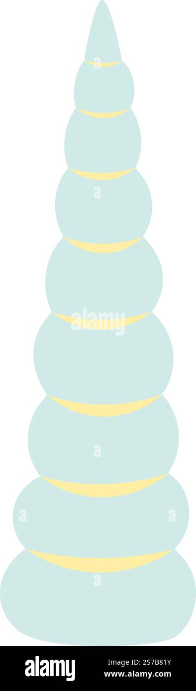 Minimalist vector illustration of a light blue elongated seashell ...