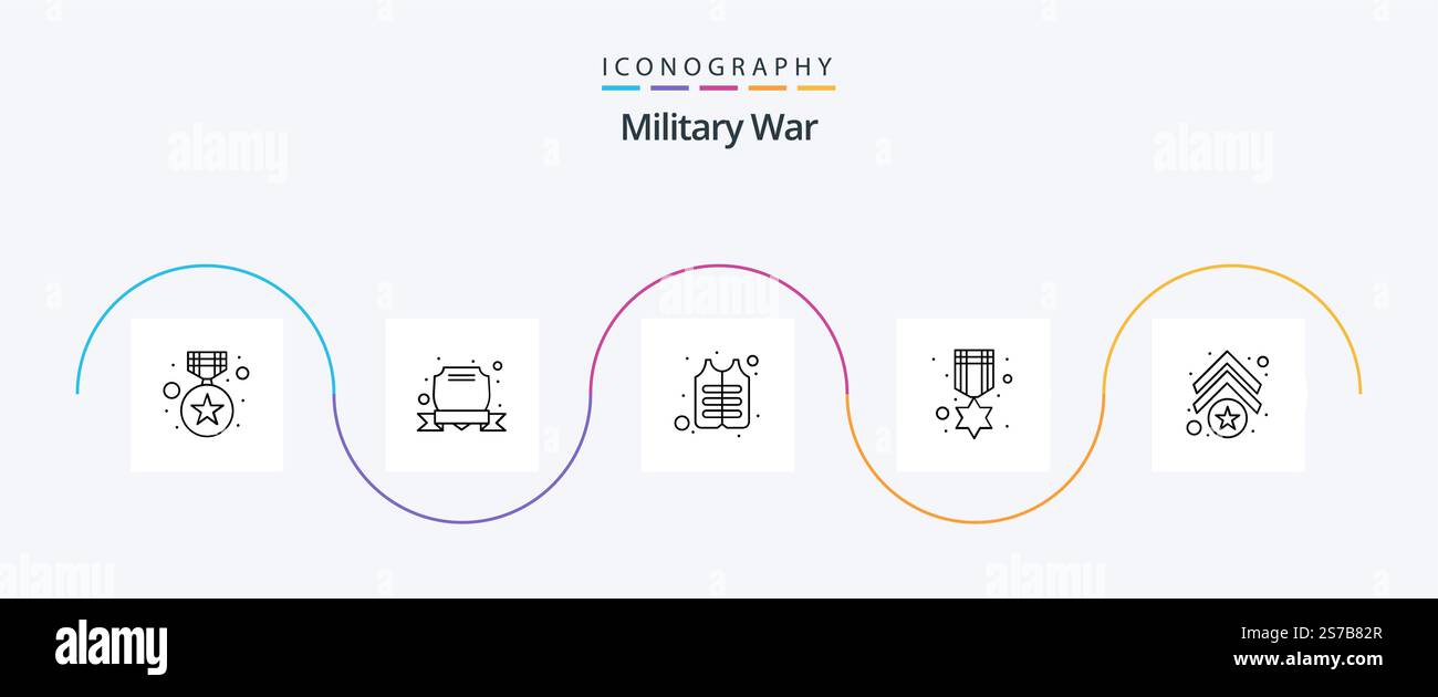Military War Line 5 Icon Pack Including army. rank. jacket. military ...