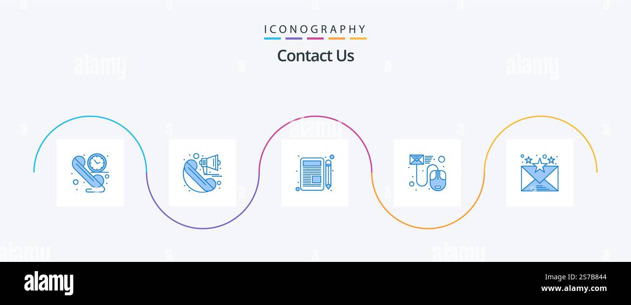 Contact Us Blue 5 Icon Pack Including email. letter. letter. file. data ...