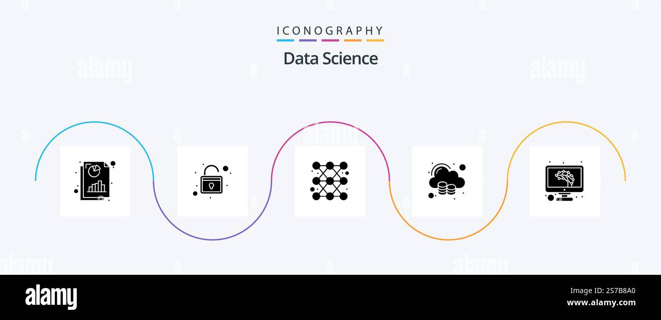 Data Science Glyph 5 Icon Pack Including ai. big data. chart. storage ...