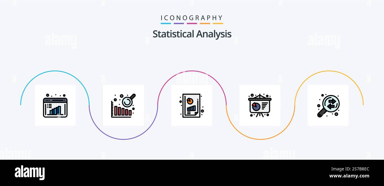 Statistical Analysis Line Filled Flat 5 Icon Pack Including . exchange ...