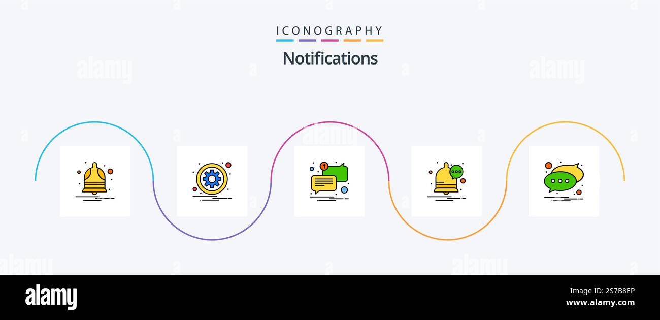Notifications Line Filled Flat 5 Icon Pack Including notification ...