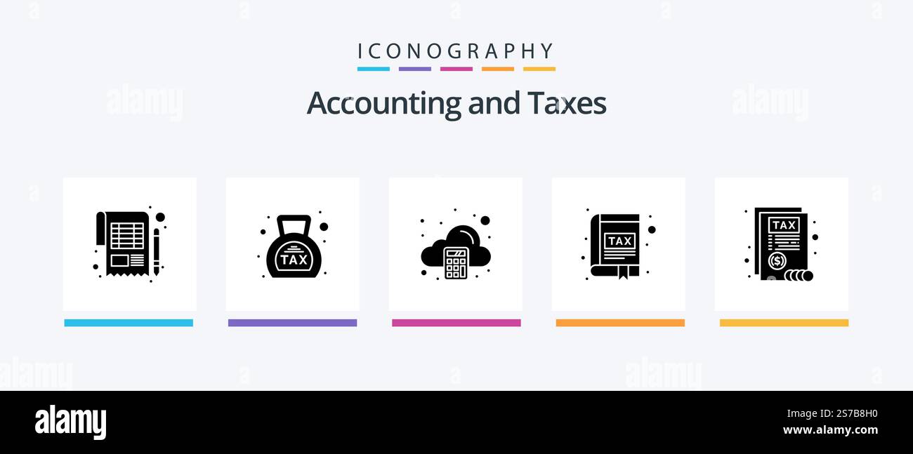 Taxes Glyph 5 Icon Pack Including interface. book. money. app ...
