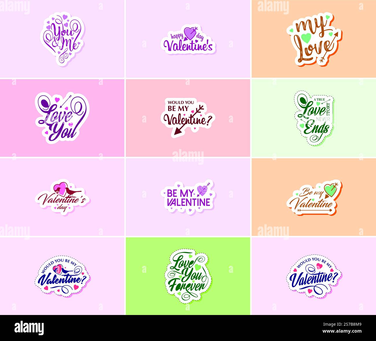 Saying I Love You with Valentine’s Day Typography and Graphics Stickers ...