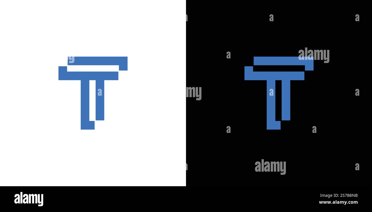 A simple yet striking blue T logo set against a contrasting black and ...