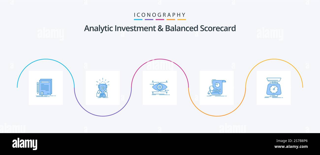 Analytic Investment And Balanced Scorecard Blue 5 Icon Pack Including business. analysis. prize ...
