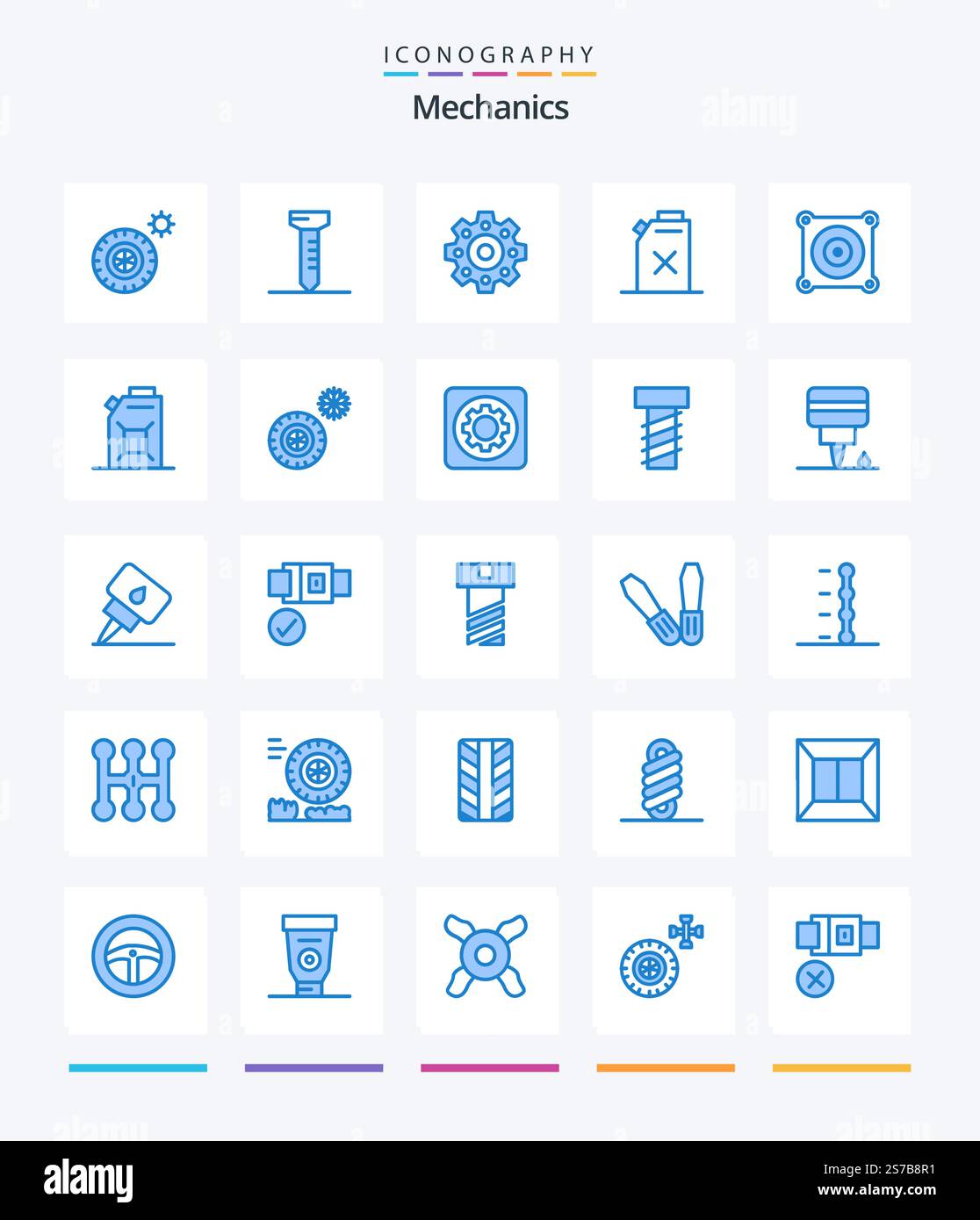 Creative Mechanics 25 Blue icon pack Such As wheel. oil. fuel. fuel ...