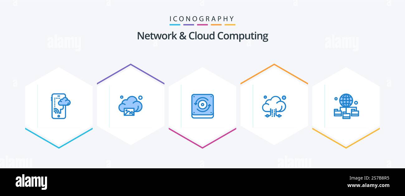 Network And Cloud Computing 25 Blue icon pack including technology ...