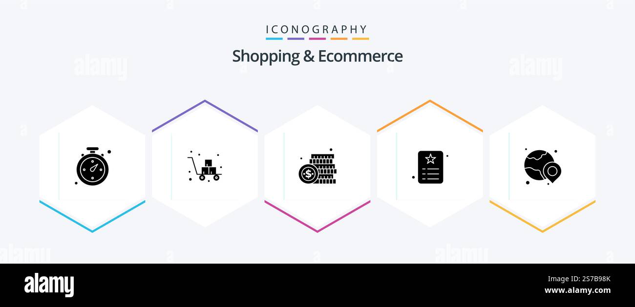 Shopping and Ecommerce 25 Glyph icon pack including identity. id card ...