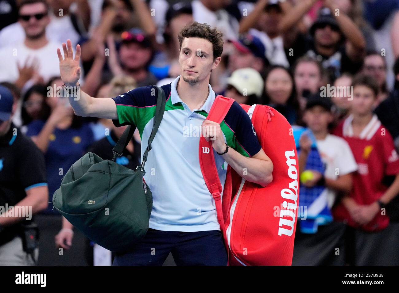 Ugo Humbert of France leaves after losing to Alexander Zverev of ...