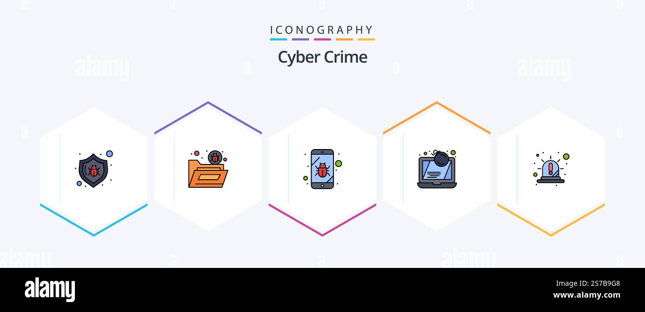 Cyber Crime 25 FilledLine icon pack including laptop. computer. virus ...