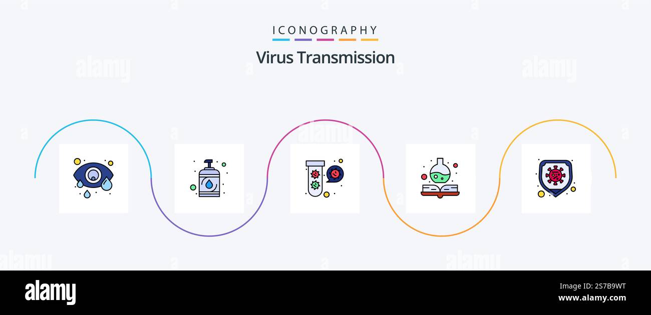 Virus Transmission Line Filled Flat 5 Icon Pack Including safety ...