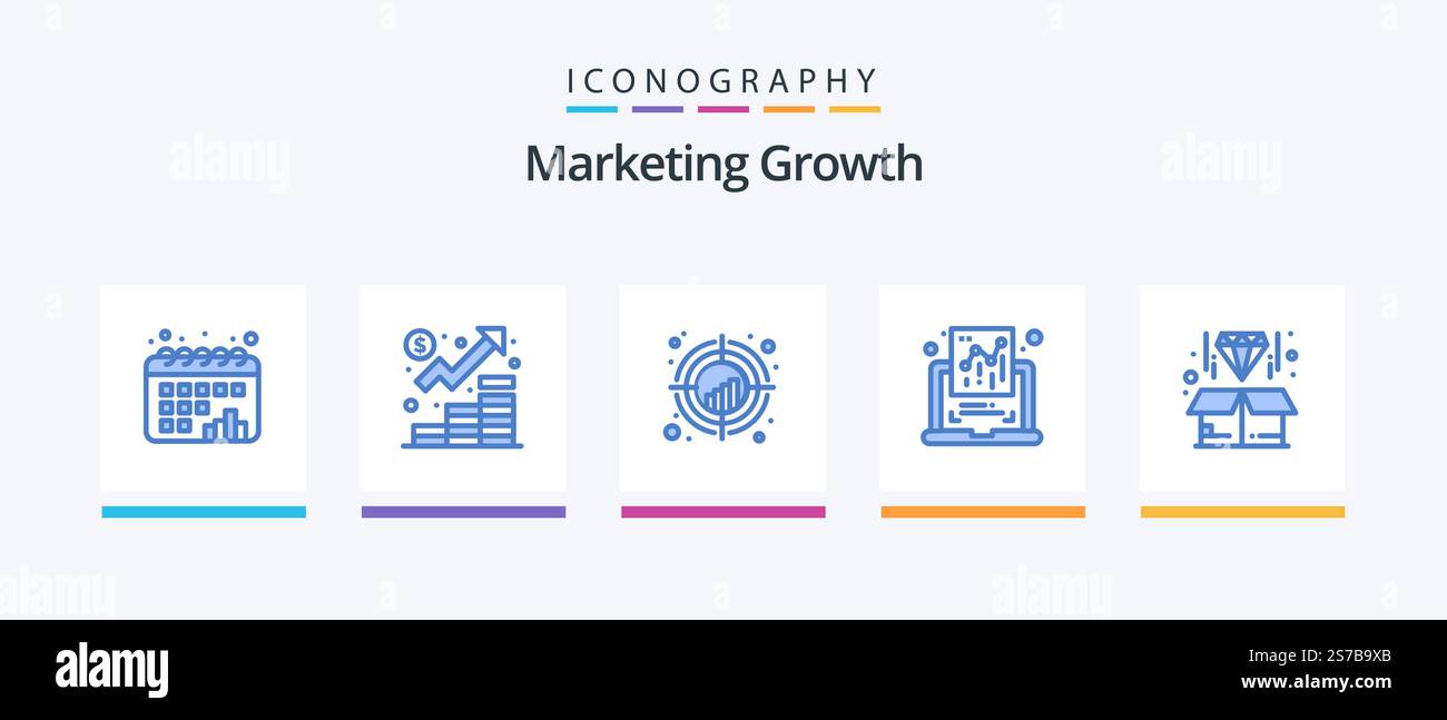 Marketing Growth Blue 5 Icon Pack Including report. document. marketing ...