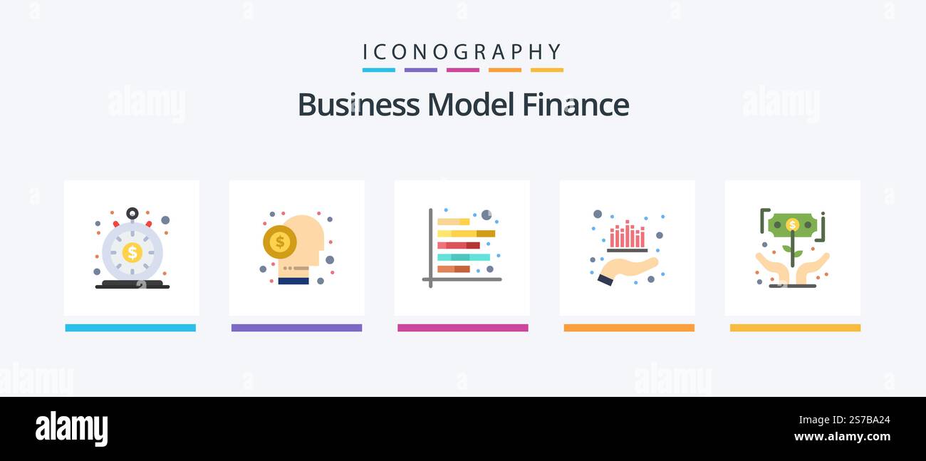 Finance Flat 5 Icon Pack Including management. asset. investor. report ...