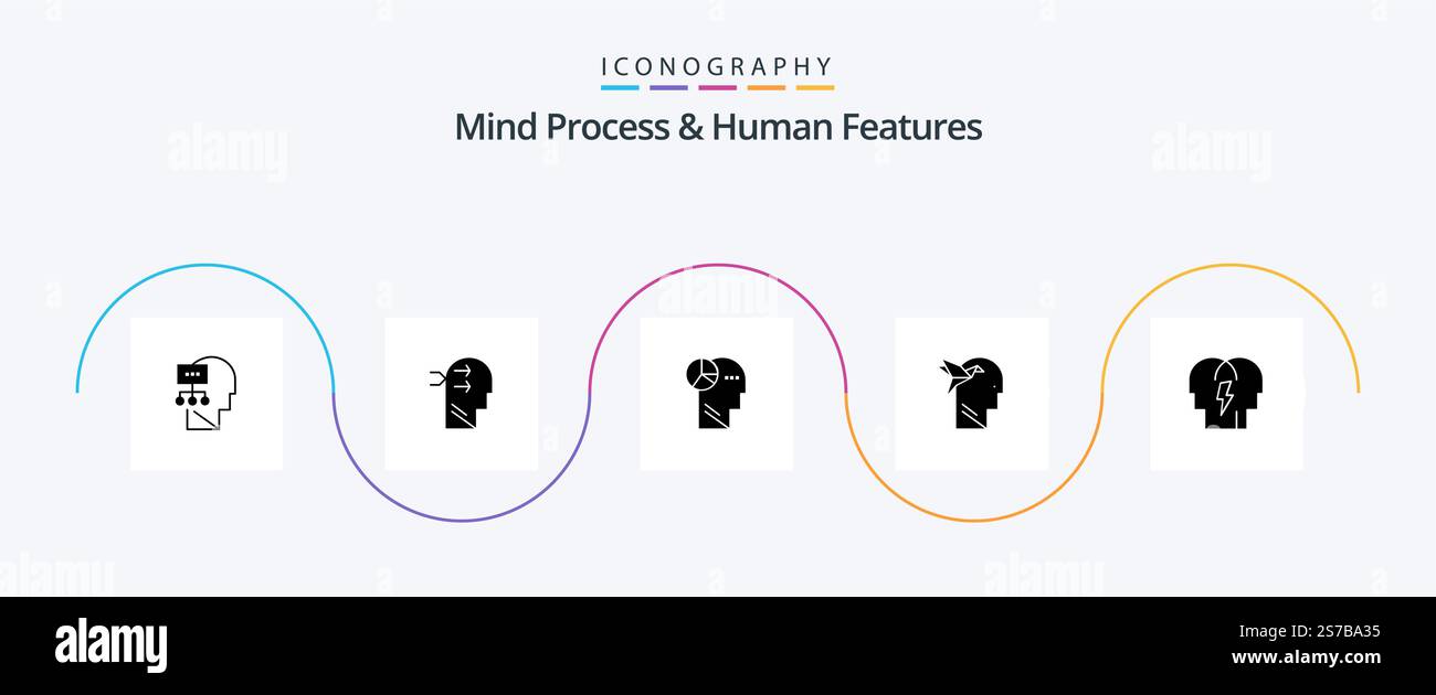 Mind Process And Human Features Glyph 5 Icon Pack Including in. brian ...