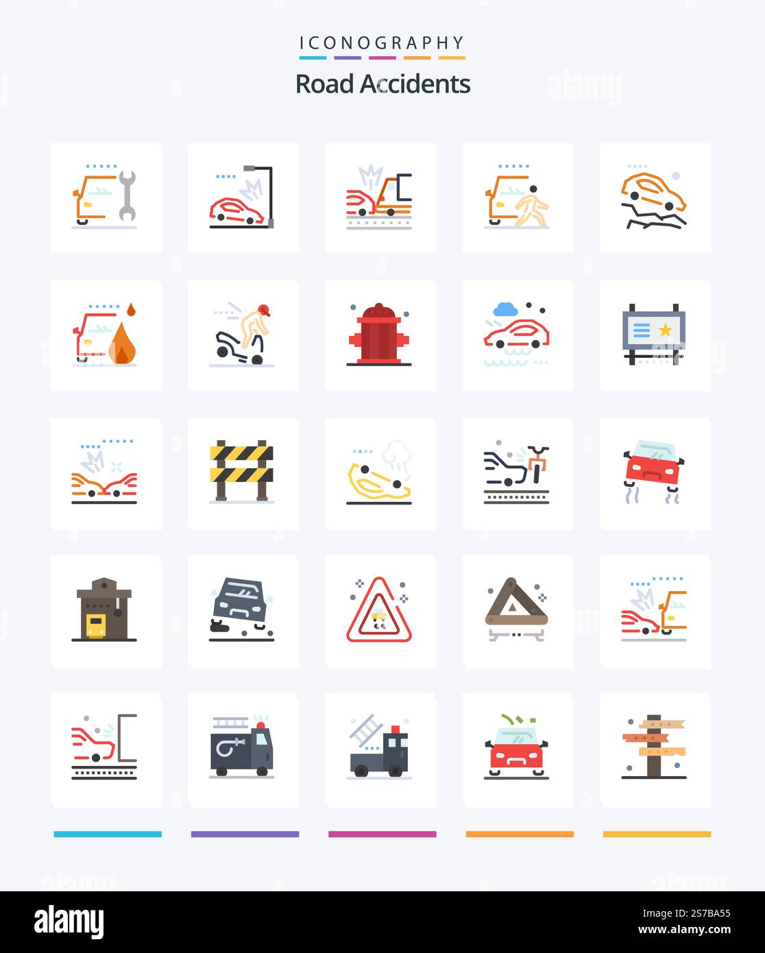 Creative Road Accidents 25 Flat icon pack Such As accident. pedestrian ...