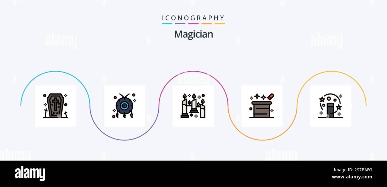 Magician Line Filled Flat 5 Icon Pack Including magic. magician ...