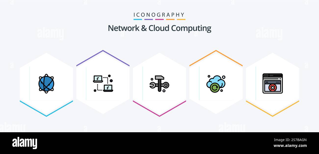 Network And Cloud Computing 25 FilledLine icon pack including web. technology. computing ...